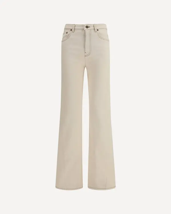 Burberry High-waisted Bootcut Jeans With Equestrian Knight Design Embroidery