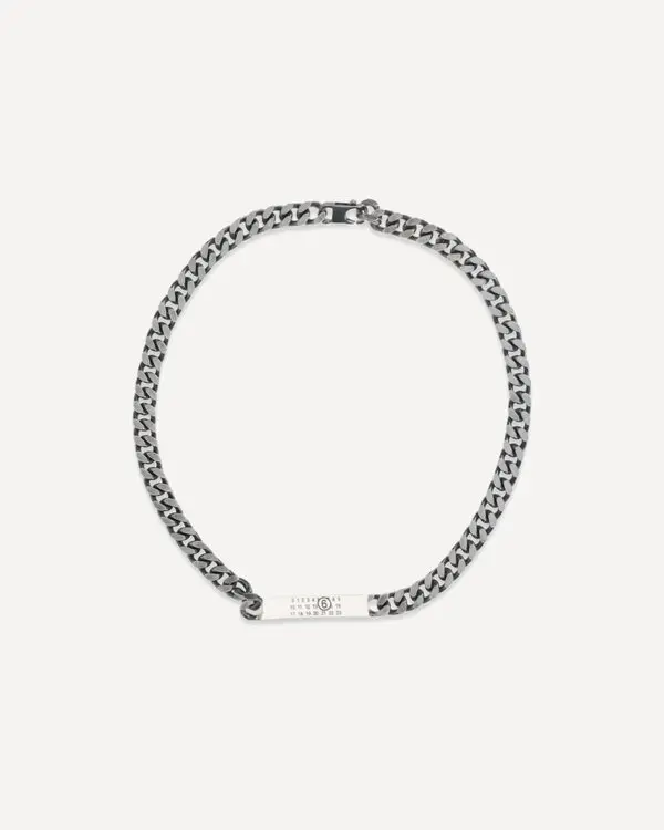 MAISON MARGIELA Chain Necklace With Engraved Plate - Silver