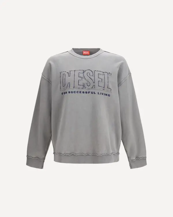 DIESEL® S-boxt-raw-v1 Sweatshirt With Raw-cut Hem - Grey