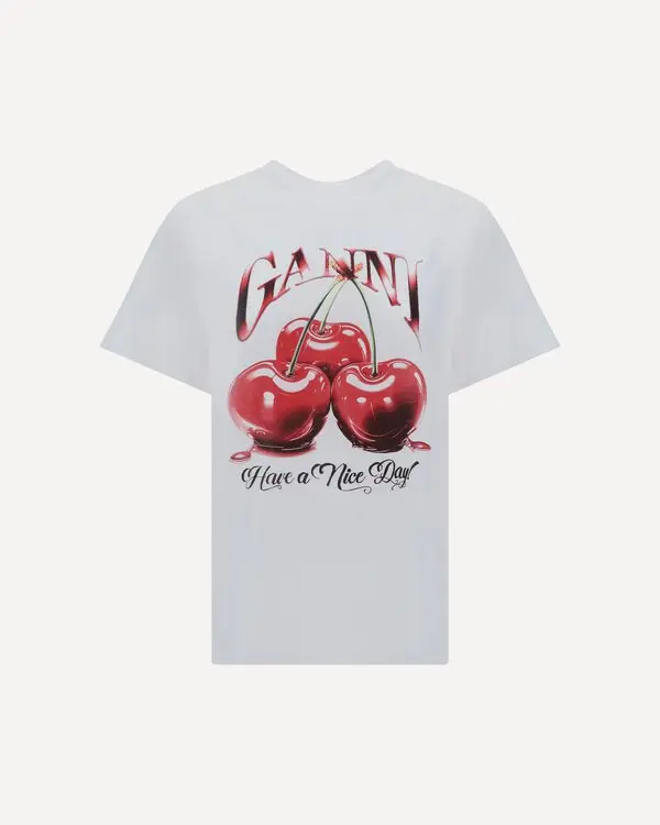 GANNI Cherry Relaxed Cotton T-shirt