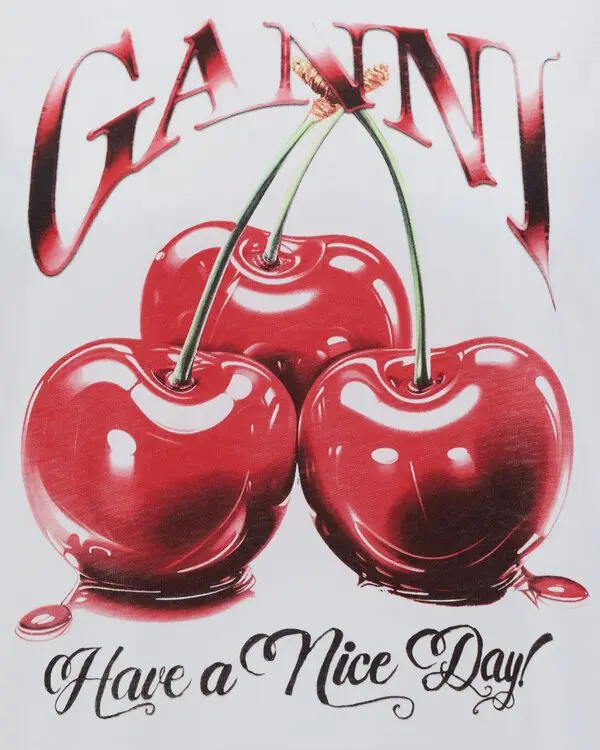 GANNI Cherry Relaxed Cotton T-shirt