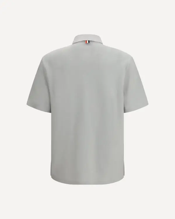 Thom Browne Short-sleeve Polo With Chest Pocket - Grey