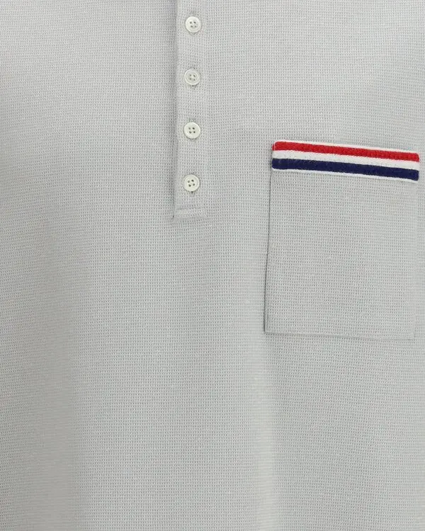 Thom Browne Short-sleeve Polo With Chest Pocket - Grey