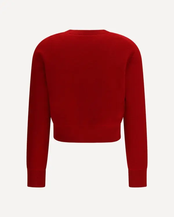 Tory Burch Wool Crew Neck Sweater With Logo Detail - Red