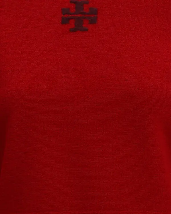 Tory Burch Wool Crew Neck Sweater With Logo Detail - Red