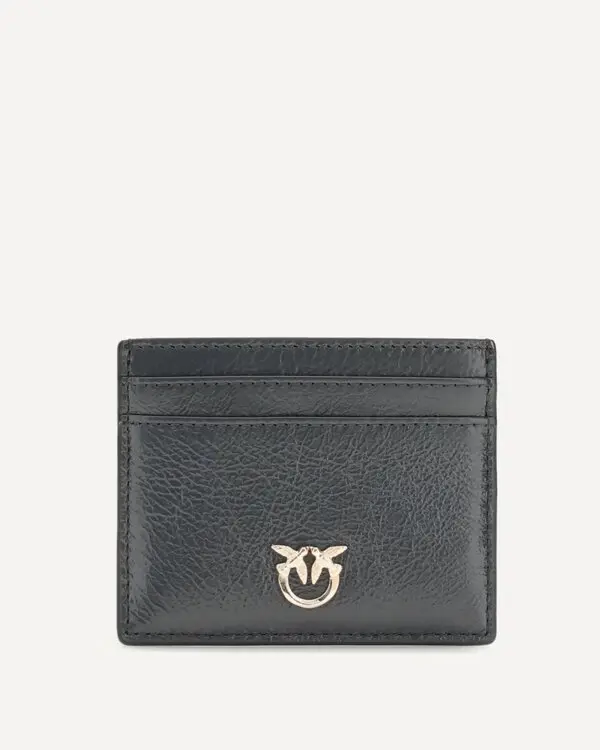 Pinko Shiny Leather Card Holder - Grey