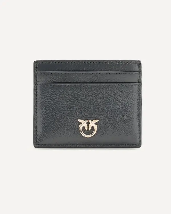 Pinko Shiny Leather Card Holder - Grey