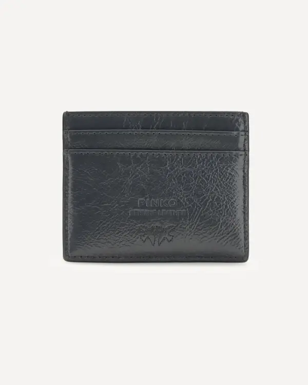 Pinko Shiny Leather Card Holder - Grey