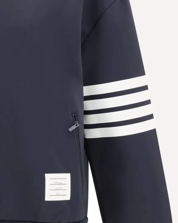 Thom Browne Zip Bomber Jacket With Signature Stripes - Blue