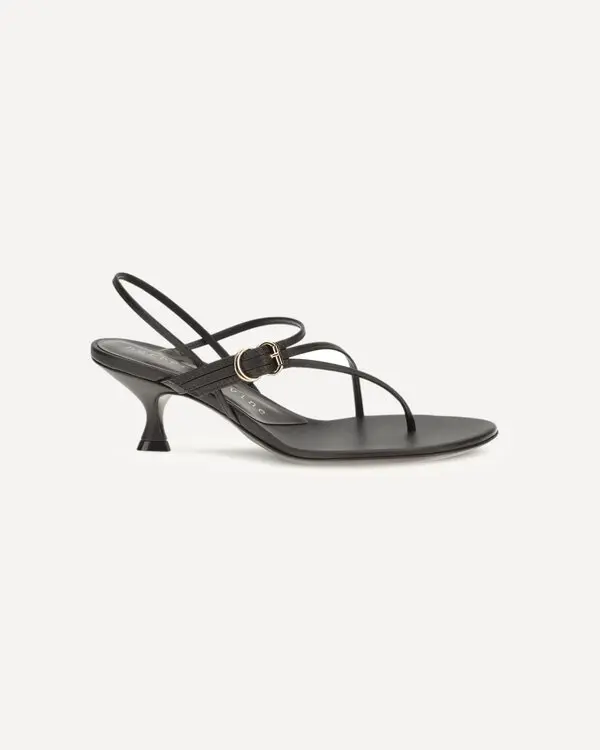 HERBERT LEVINE Starry Eyed Leather Kitten Heel Sandals