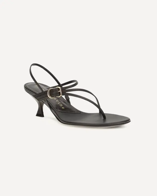 HERBERT LEVINE Starry Eyed Leather Kitten Heel Sandals - Brown