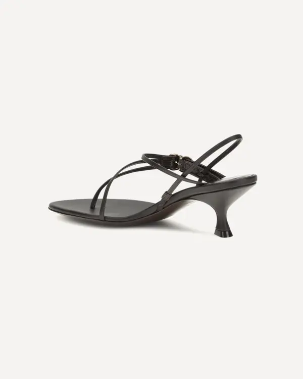 HERBERT LEVINE Starry Eyed Leather Kitten Heel Sandals - Brown