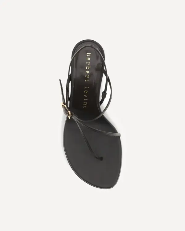 HERBERT LEVINE Starry Eyed Leather Kitten Heel Sandals - Brown