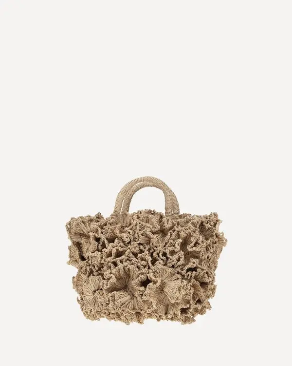 IBELIV Coral Raffia Handbag - Beige