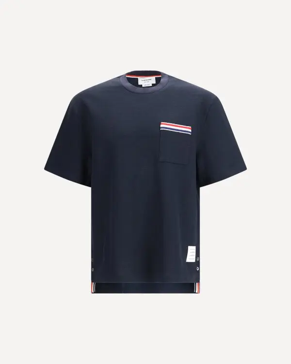 Thom Browne Short-sleeve Cotton-linen T-shirt - Blue