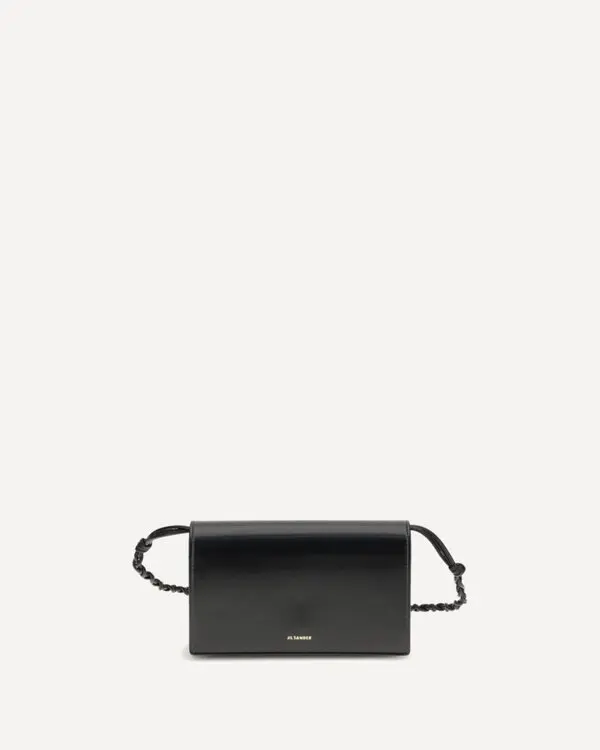 JIL SANDER Tangle Wallet With Knotted Shoulder Strap - Black