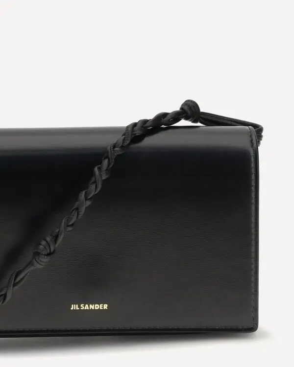 JIL SANDER Tangle Wallet With Knotted Shoulder Strap - Black