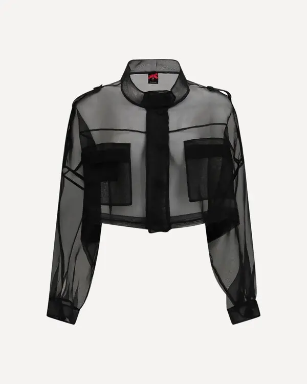 Pinko Cropped Silk Jacket With Patch Pockets