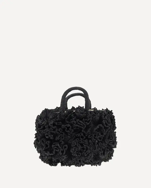 IBELIV Coral Raffia Handbag - Black
