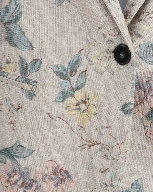 FORTE_FORTE Peonia My Love Motif Hopsack Linen-blend Jacket