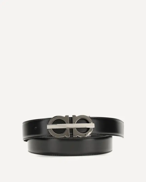 FERRAGAMO Reversible And Adjustable Gancini Belt - Black