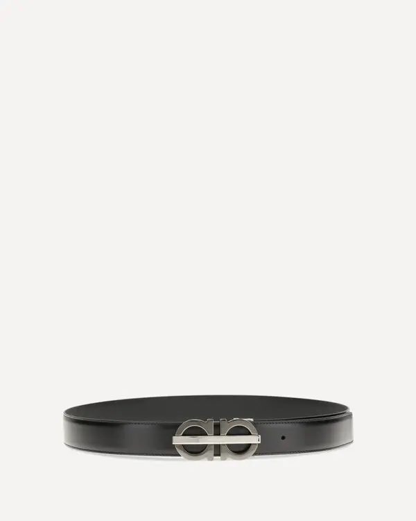 FERRAGAMO Reversible And Adjustable Gancini Belt - Black