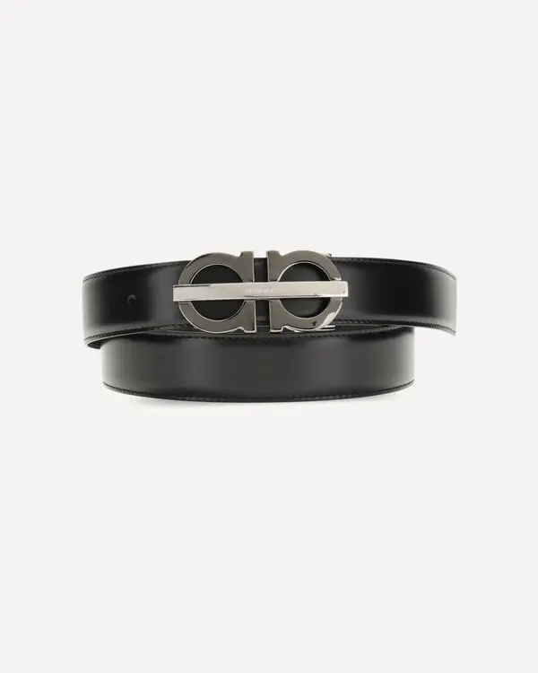 FERRAGAMO Reversible And Adjustable Gancini Belt - Black
