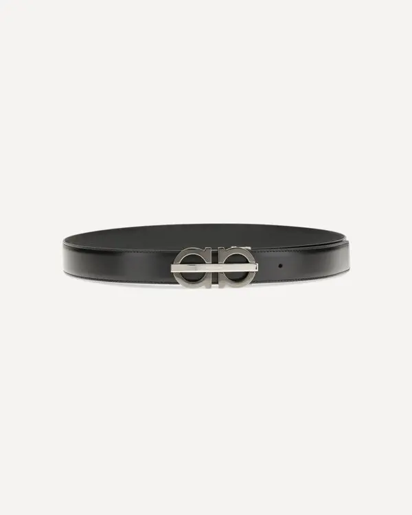 FERRAGAMO Reversible And Adjustable Gancini Belt - Black