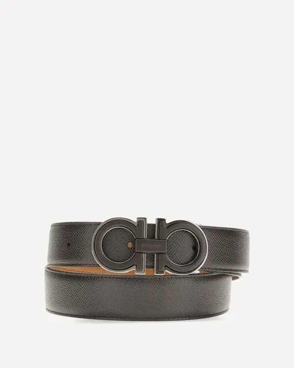 FERRAGAMO Reversible And Adjustable Gancini Belt - Brown