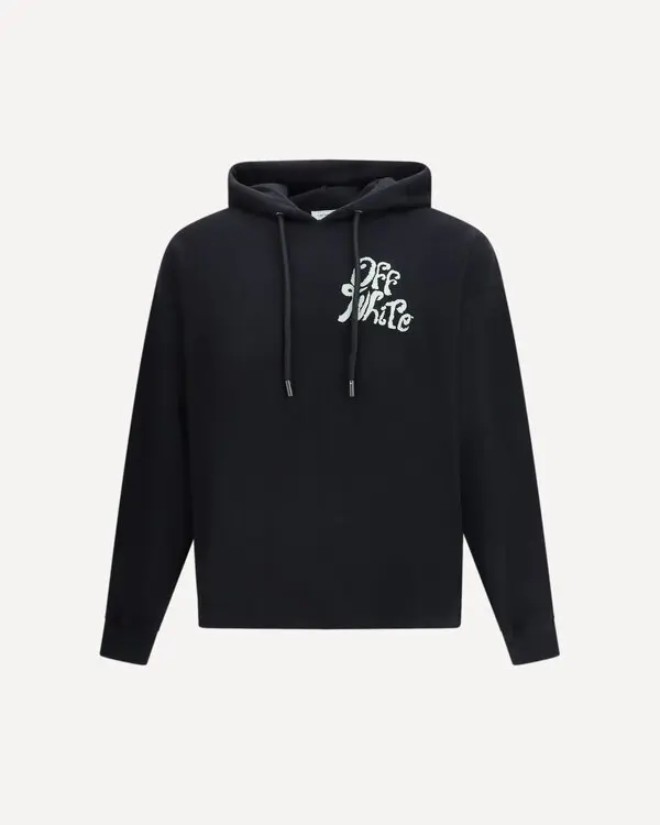 Off-White Cotton Hoodie With Logo Print