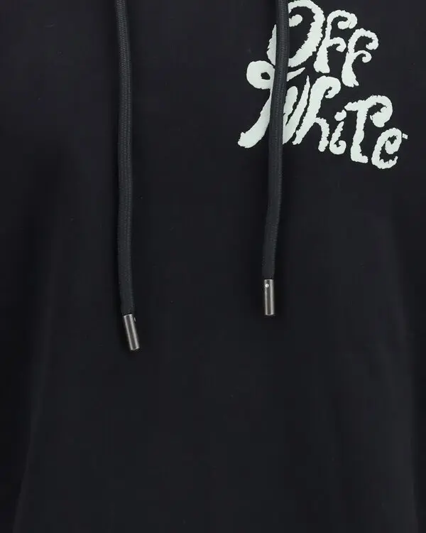 Off-White Cotton Hoodie With Logo Print