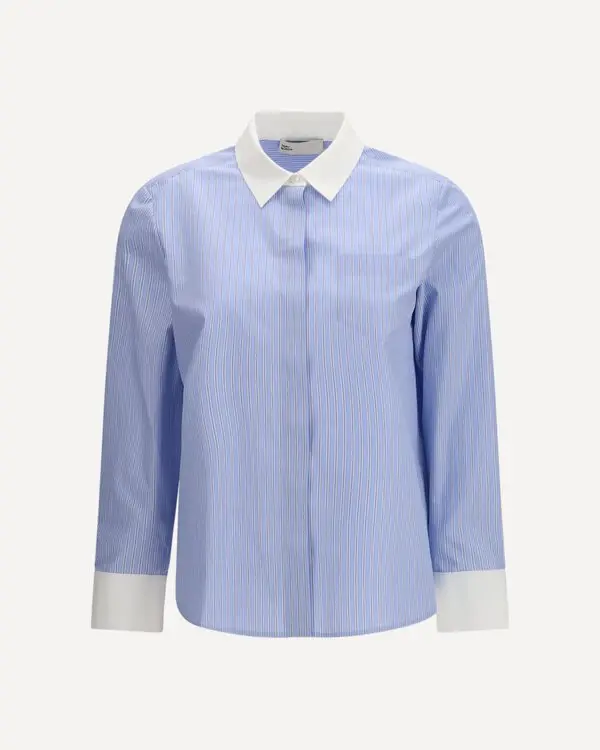 Tory Burch Striped Cotton Shirt With Classic Collar