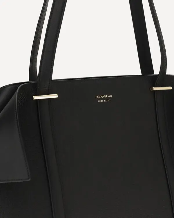 FERRAGAMO Leather Tote Bag - Black