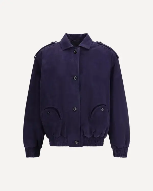 BLAZÉ MILANO Suede Bomber Jacket - Blue