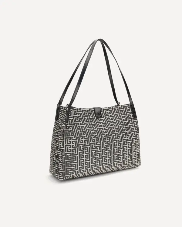 Balmain Medium Tote Bag With Monogram Pattern