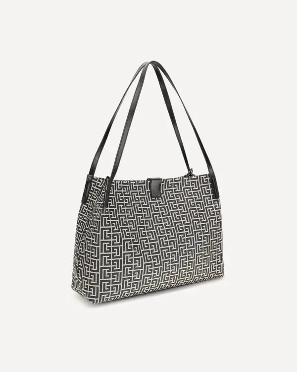 Balmain Medium Tote Bag With Monogram Pattern