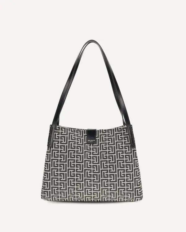 Balmain Jacquard And Leather Tote Bag