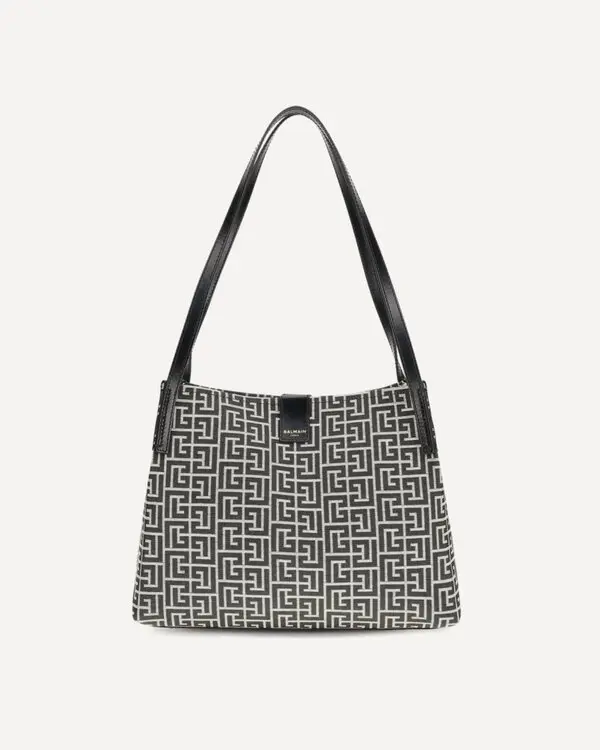 Balmain Jacquard And Leather Tote Bag