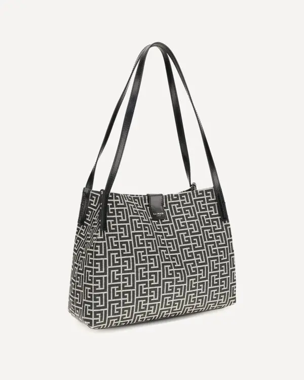 Balmain Jacquard And Leather Tote Bag