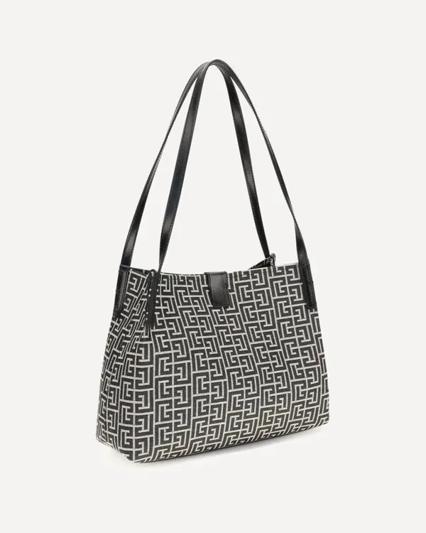 Balmain Jacquard And Leather Tote Bag