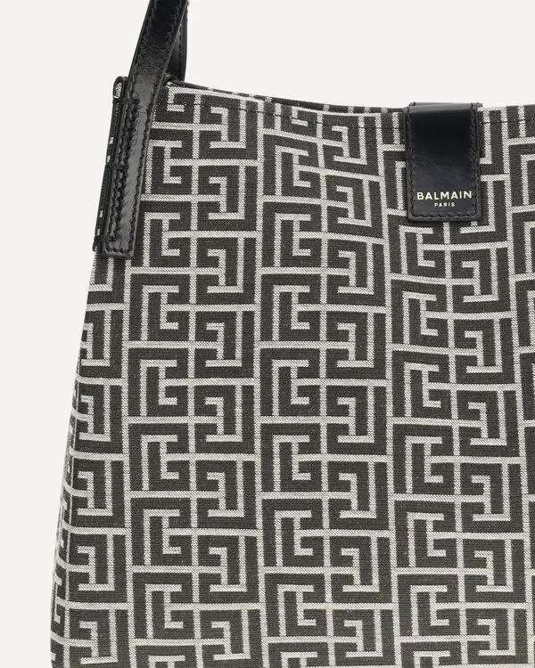 Balmain Jacquard And Leather Tote Bag