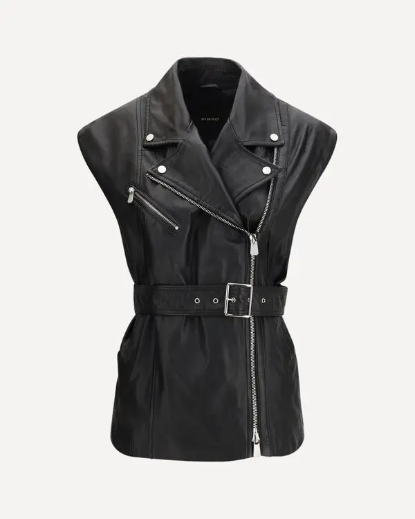 Pinko Gypsy Biker-style Leather Vest