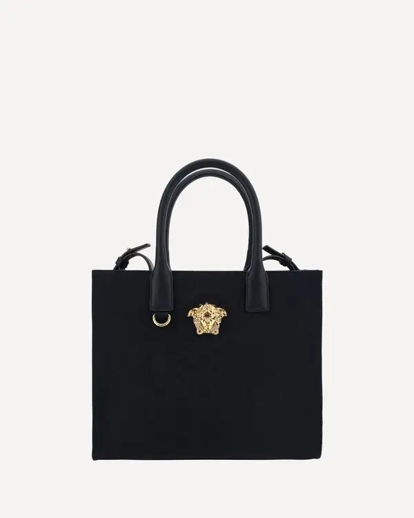 Versace Cotton Shoulder Bag With Medusa Applique