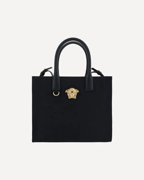 Versace Cotton Shoulder Bag With Medusa Applique
