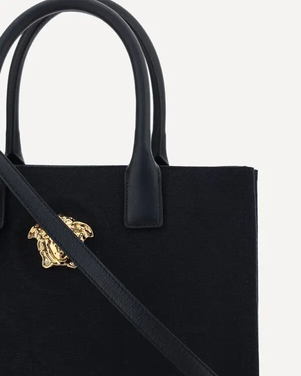 Versace Cotton Shoulder Bag With Medusa Applique