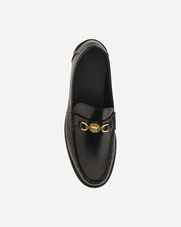 Versace Leather Loafers With Medusa Head Plaque