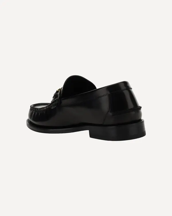 Versace Leather Loafers With Medusa Head Plaque - Black