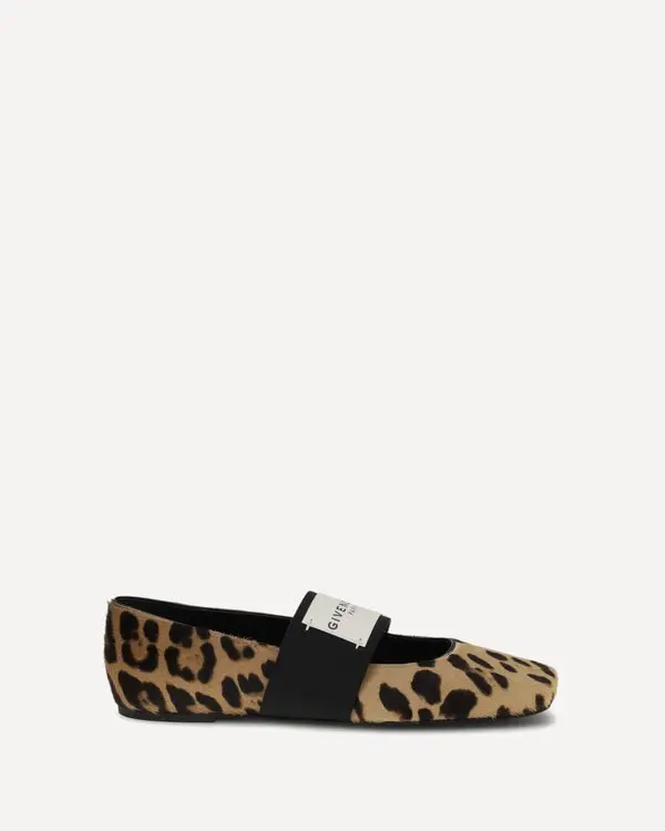 Givenchy Leopard Print Sliced Square Ballerinas - Beige