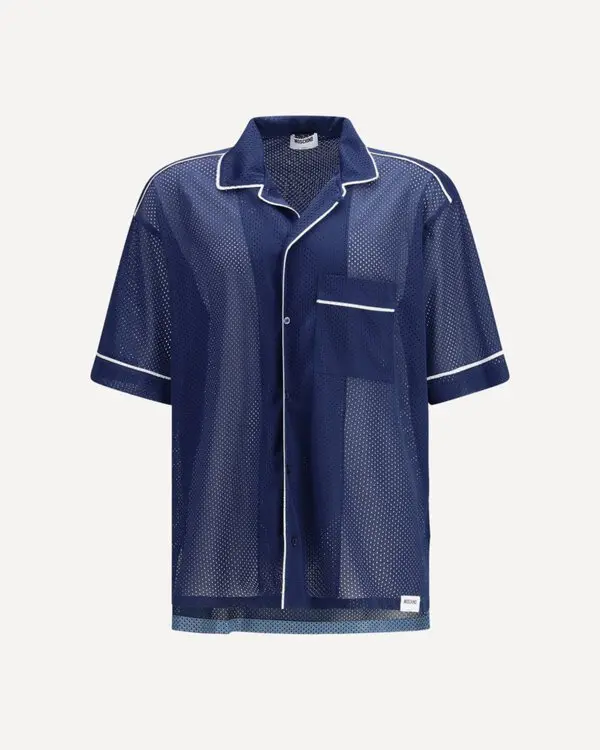 Moschino Technical Mesh Shirt With Reversed Print - Blue