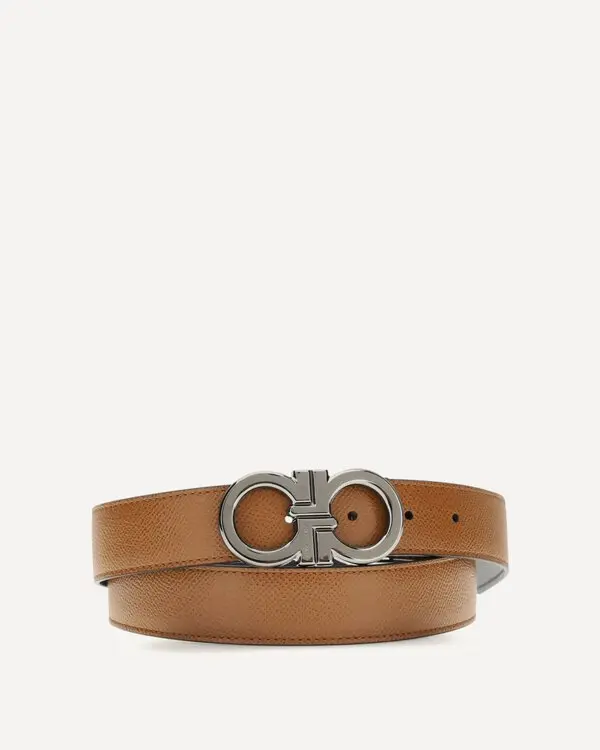 FERRAGAMO Reversible And Adjustable Gancini Belt - Brown